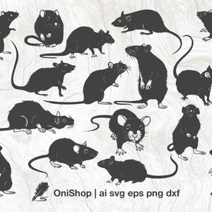 Rat SVG, 16 Options Vector Rats Pack, Linocut Stile Clipart, Animal Svg ...