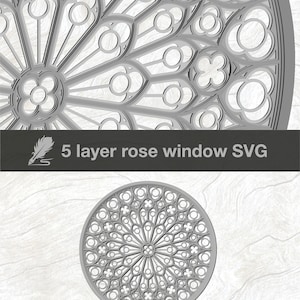 Gothic Rose Window, 5 Layer SVG, 3D Church Roze Window Vector DXF ...