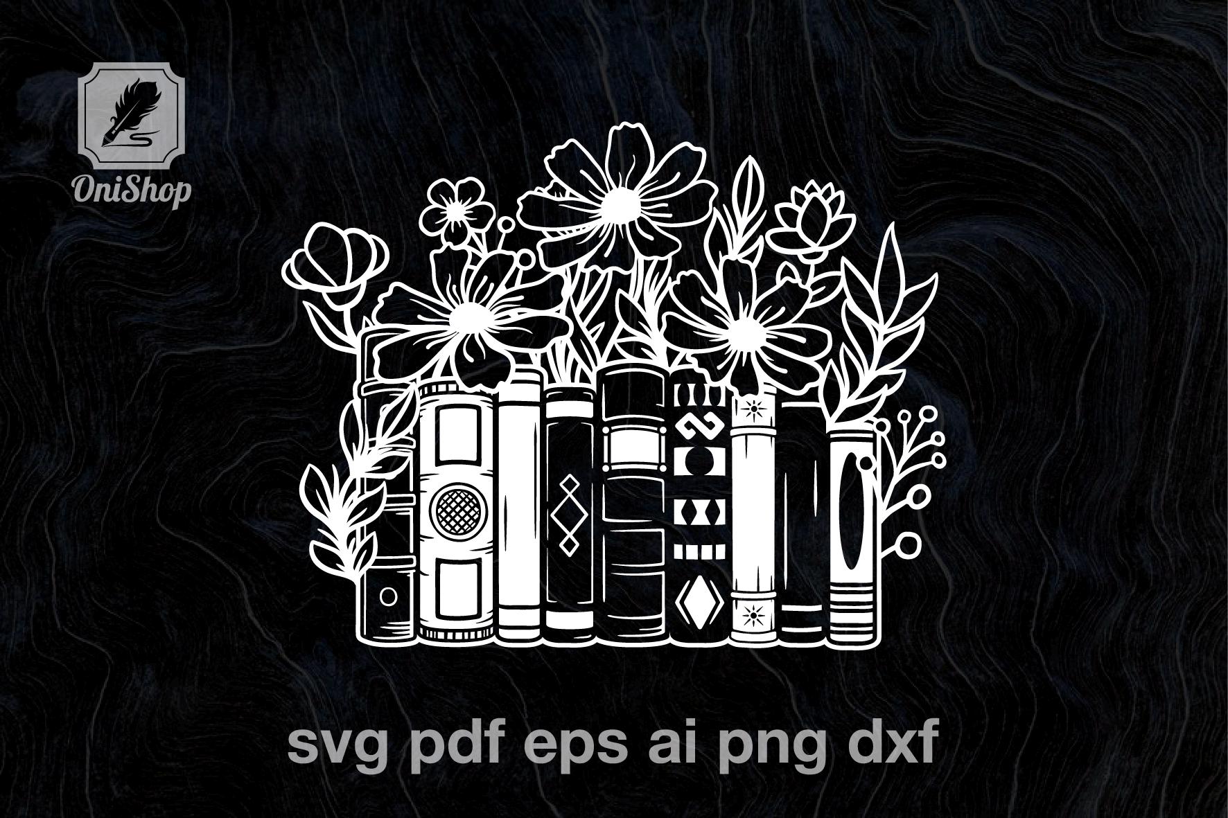 Books SVG, Floral Book Svg, Flower Book, Reading Svg, Stack of Books ...