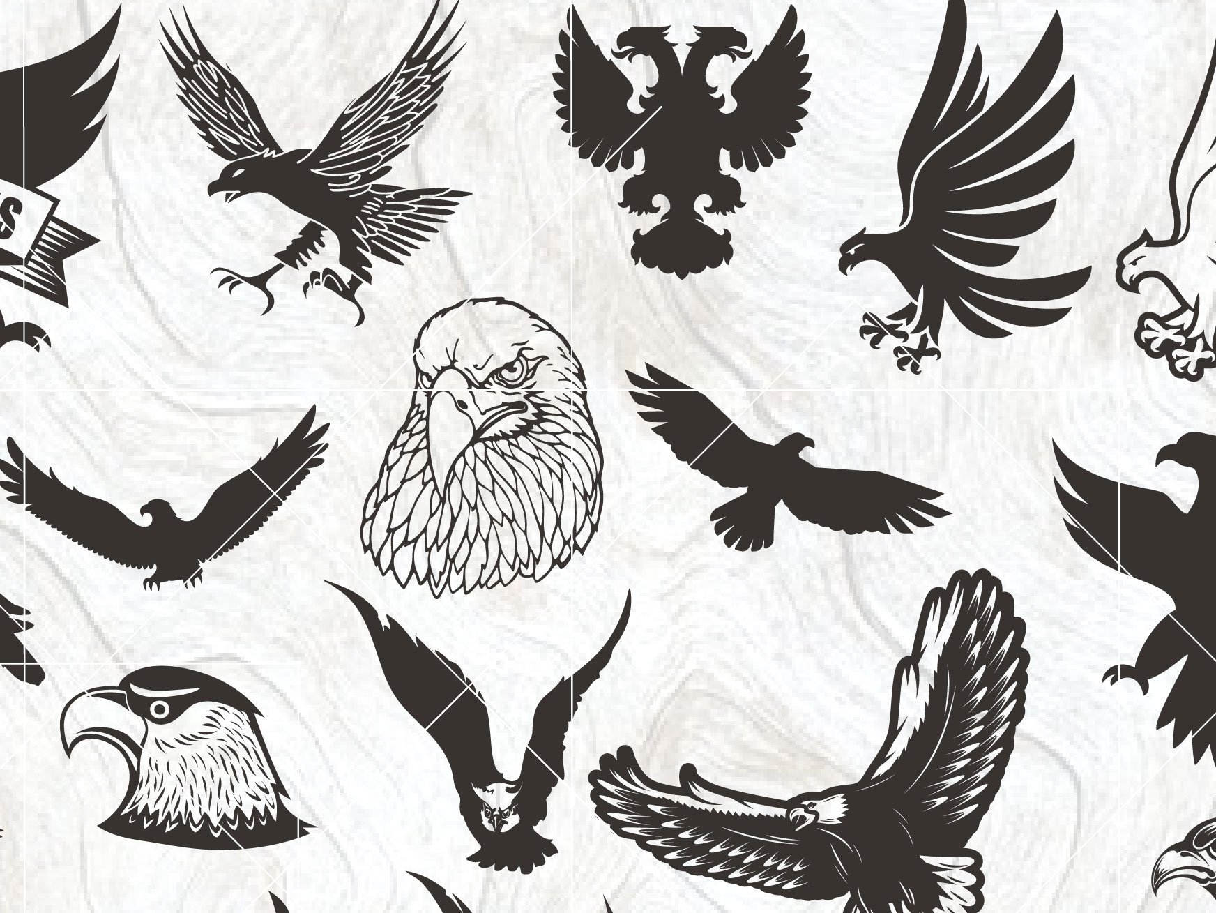 Eagle Vector Pack Clipart, 55 Eagles, Eagle Svg, Available for Laser ...