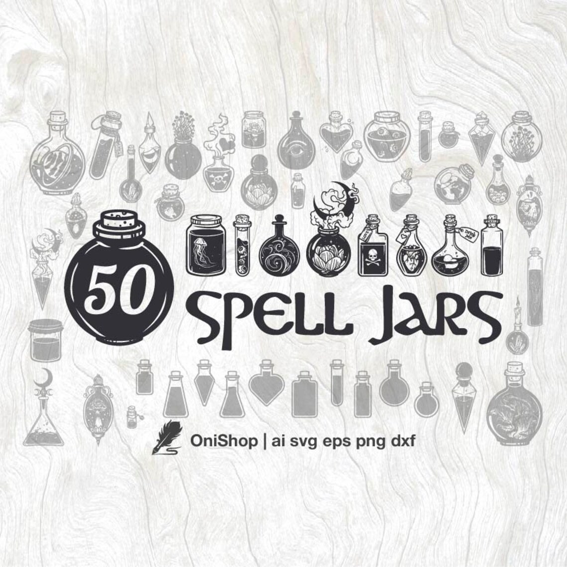 50 Spell Jars Svg Bundle, Magic Potion Bottle, Mystical Clipart ...