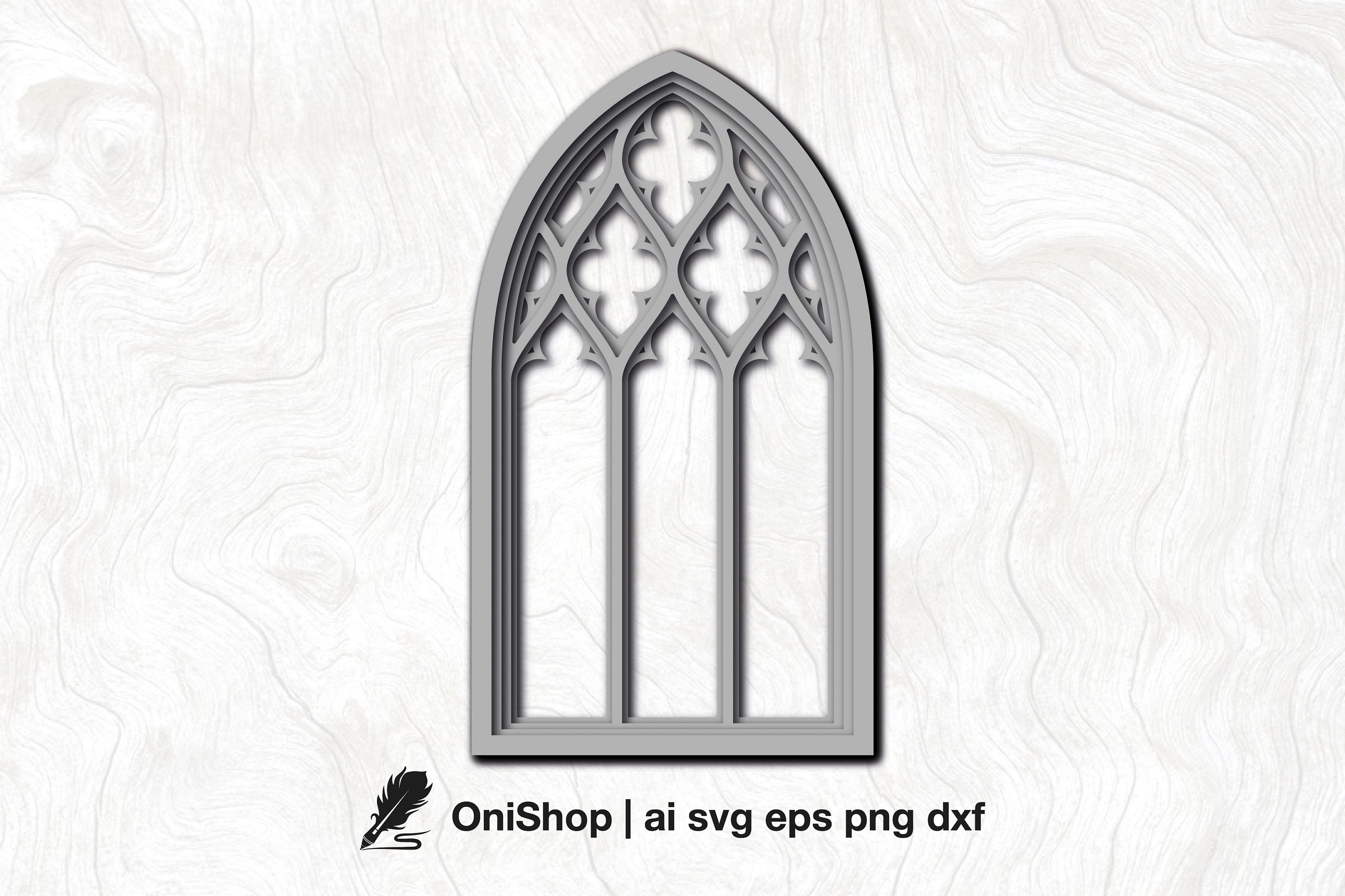 Gothic Window Layered SVG, 3D Church Window Vector DXF, Cathedral ...