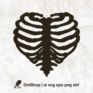 Skeleton Rib Heart Svg Bundle, 6 Options , Rib Cage Heart, Heart ...