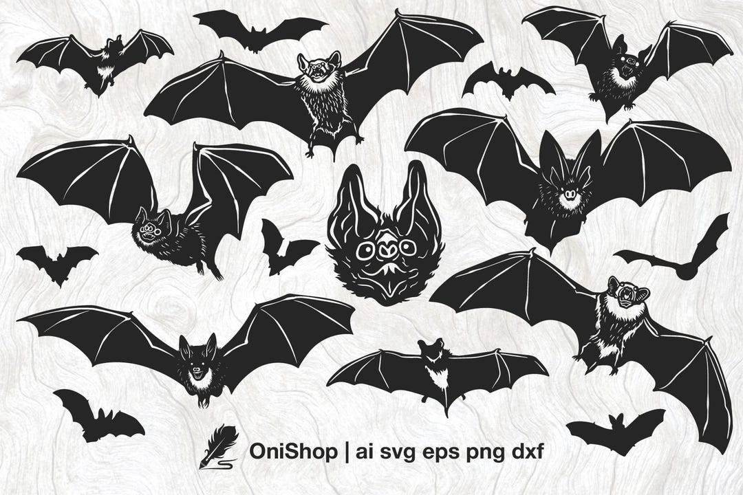 Bat SVG Bundle, Bat Vector Pack, Bat Laser Cut, Ai Eps Dxf Files, Bat ...