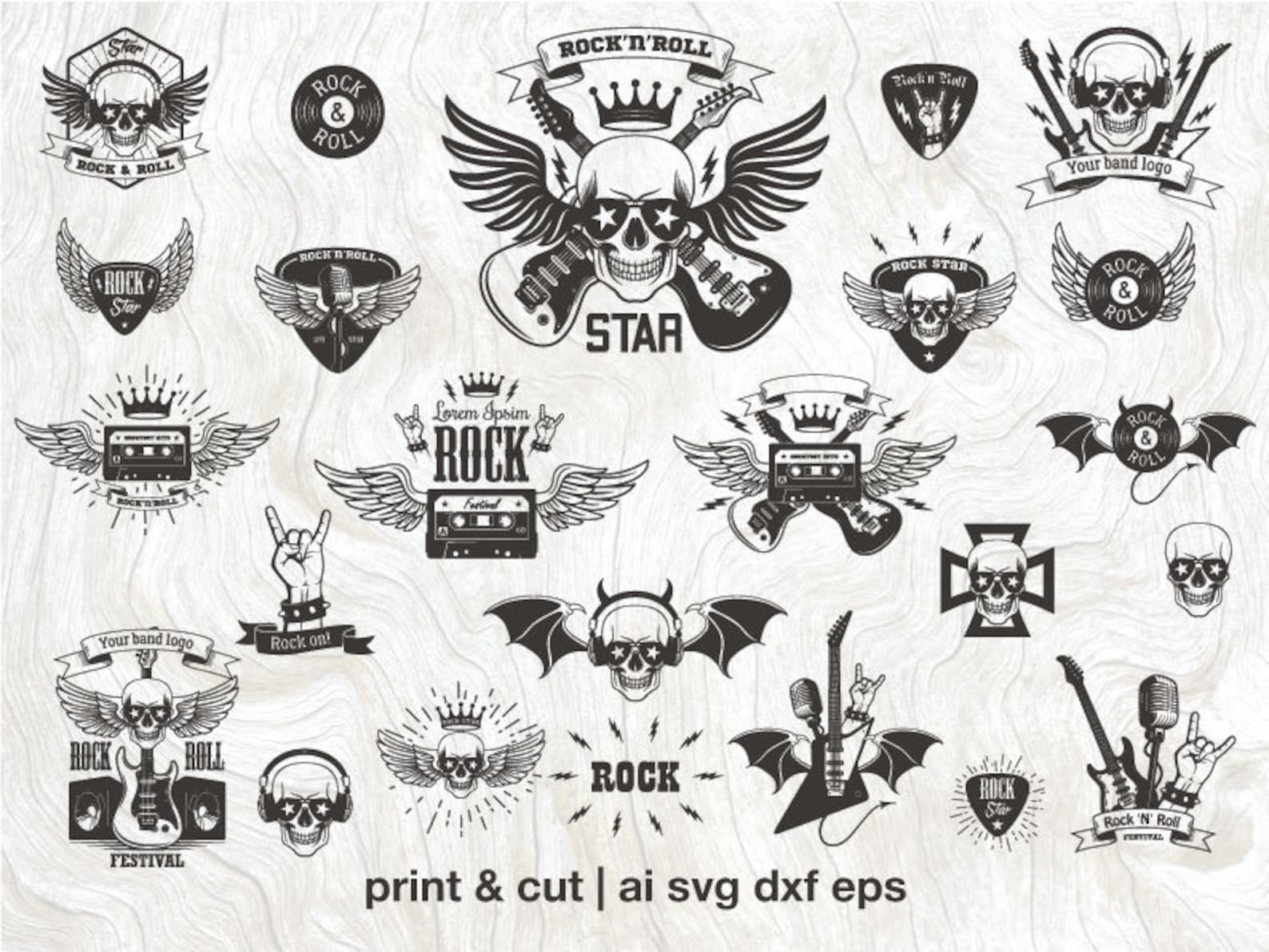Rock Svg Bundle, T-shirt Design, Band Logo, Rock N Roll SVG Bundle ...