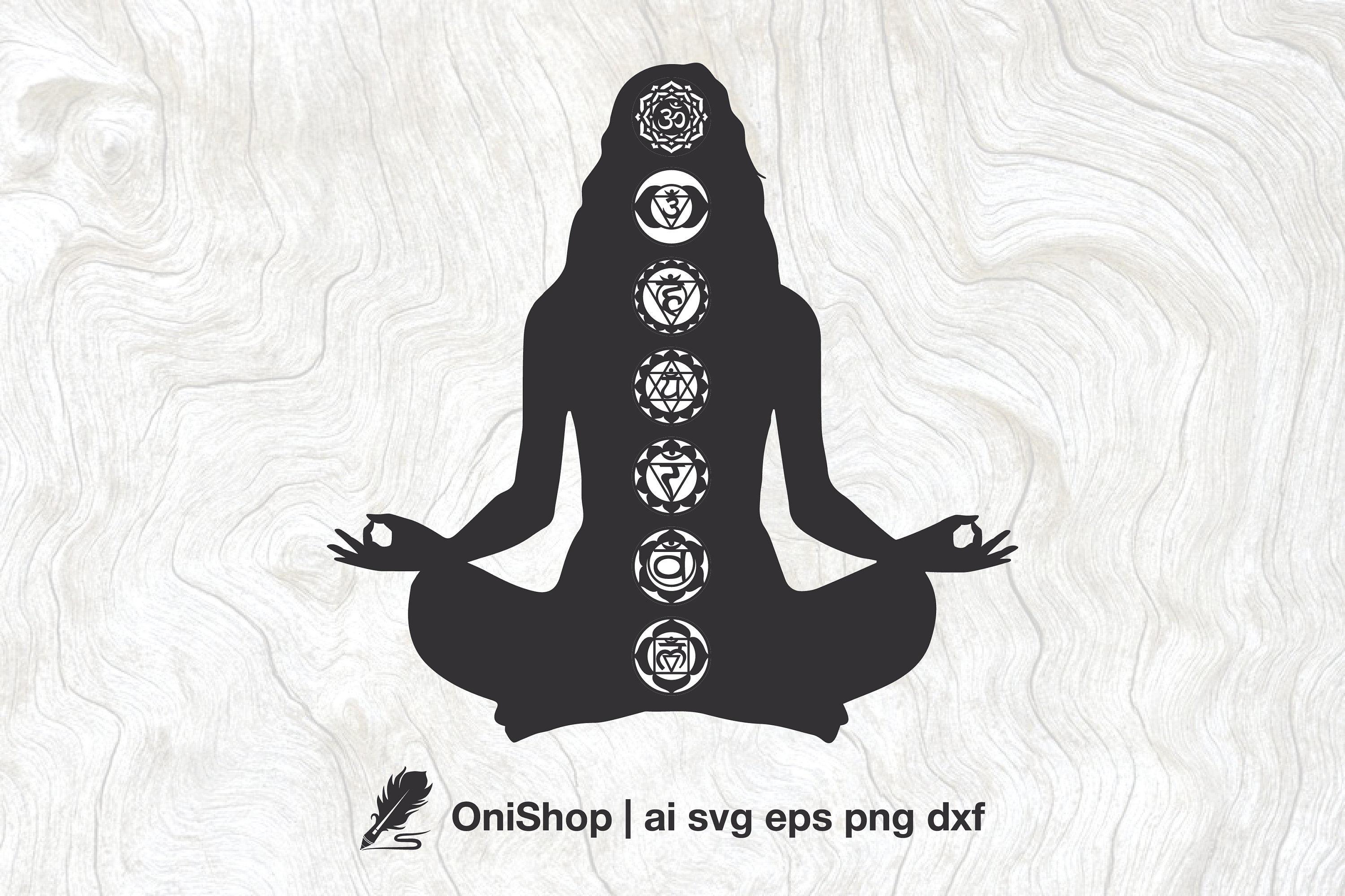 Chakras Meditation Silhouette Svg, Yoga Svg, Meditation Wall Decal ...