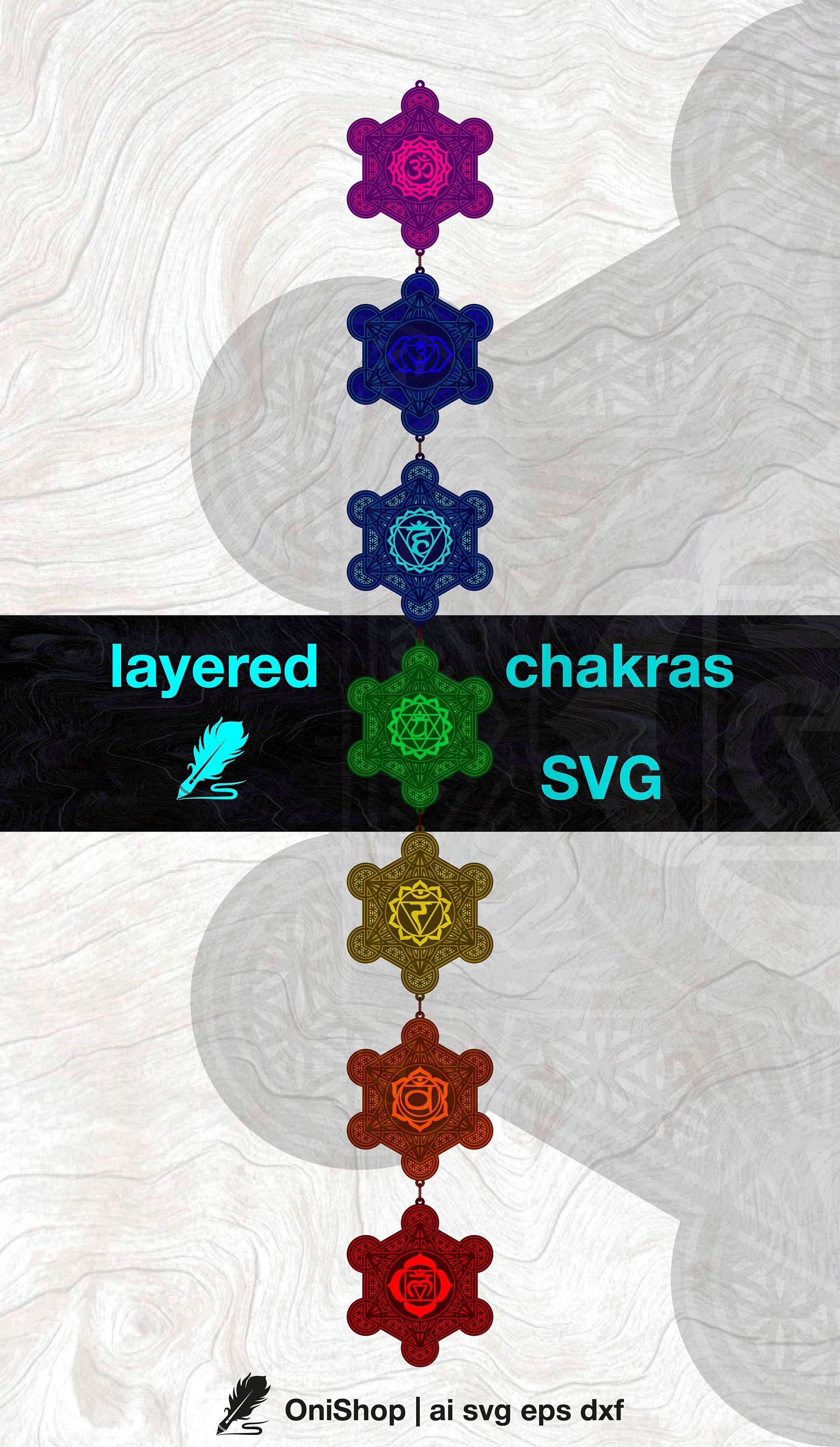 Chakra Layered SVG, 3D Chakras Vector | Merkaba Art | Sacral Metatron ...