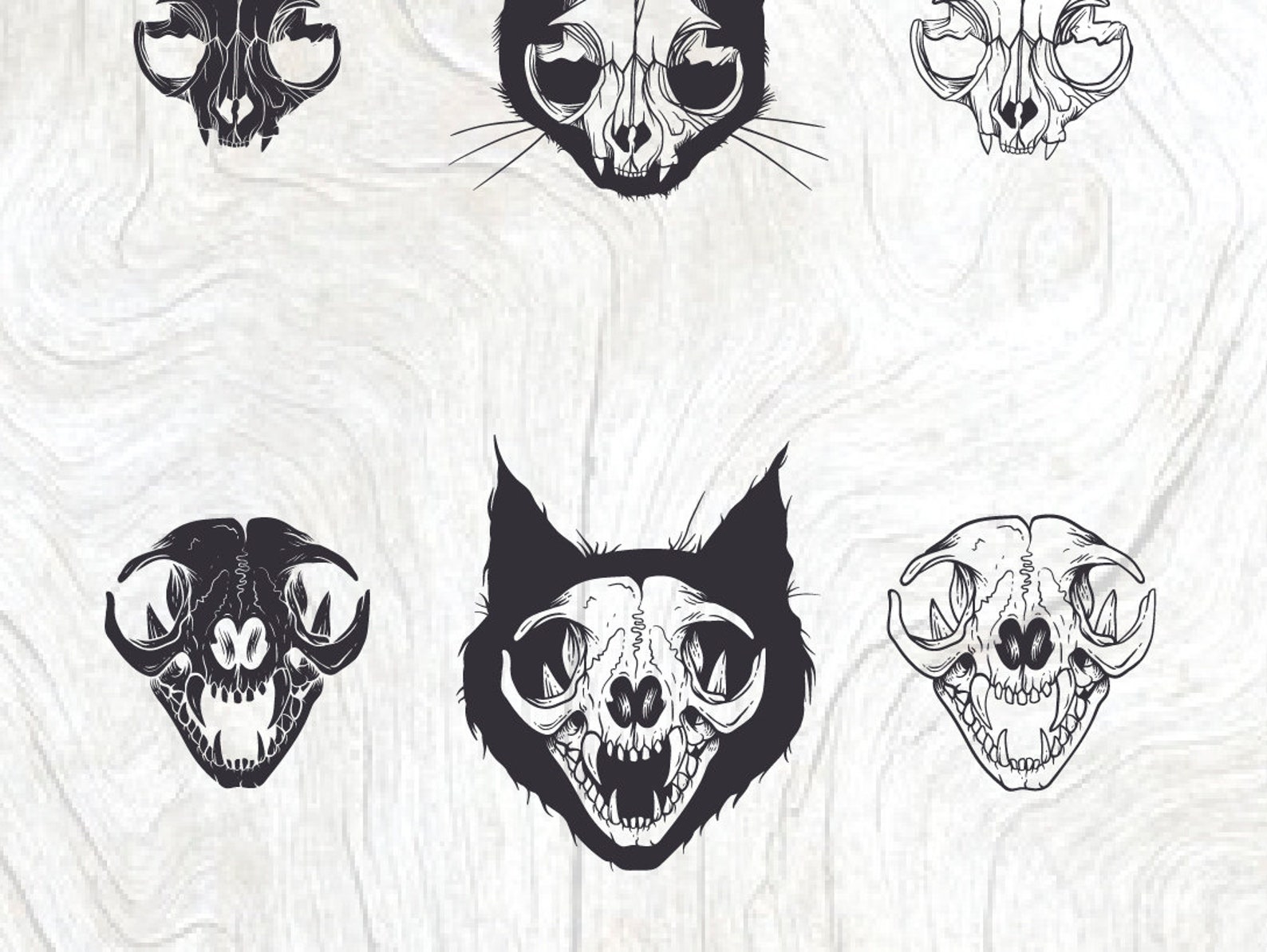 Cat Skull SVG Bundle, Cat Skull Pack, Cat Skull Vector, Cat Skull Laser ...
