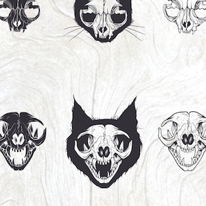 Cat Skull SVG Bundle, Cat Skull Pack, Cat Skull Vector, Cat Skull Laser ...