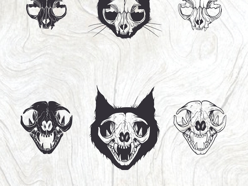 Cat Skull SVG Bundle, Cat Skull Pack, Cat Skull Vector, Cat Skull Laser ...
