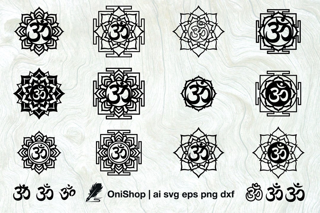 OM Svg, 18 Options of Vector OM, Vector Yoga Svg, OM Chakra, Om Cricut ...