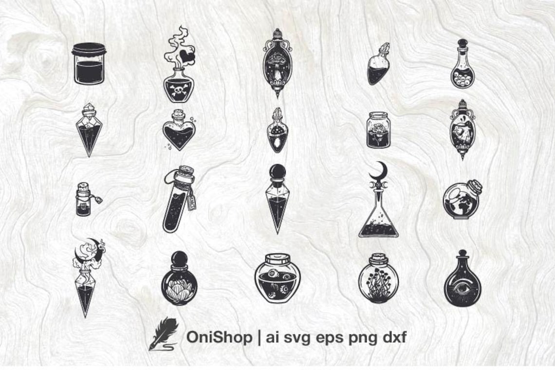 50 Spell Jars Svg Bundle, Magic Potion Bottle, Mystical Clipart ...