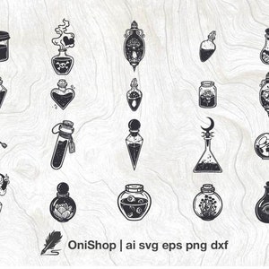 50 Spell Jars Svg Bundle, Magic Potion Bottle, Mystical Clipart ...