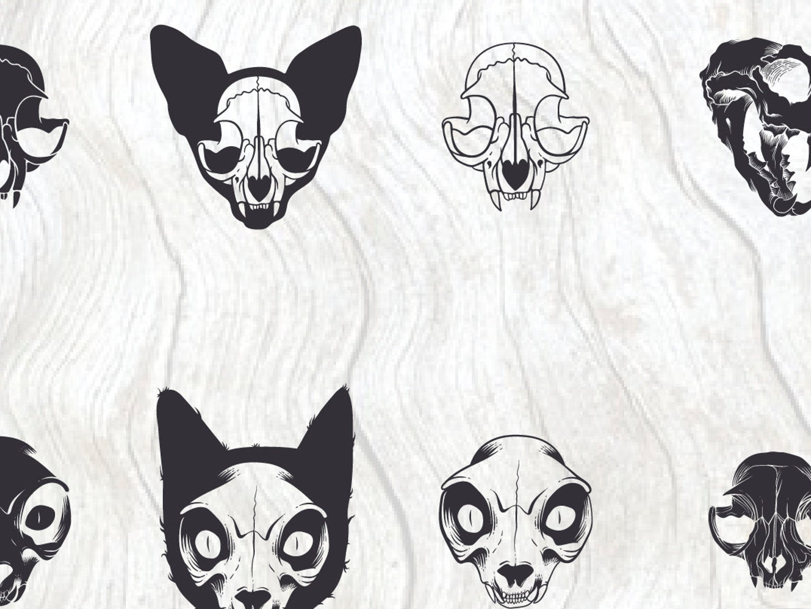 Cat Skull SVG Bundle, Cat Skull Pack, Cat Skull Vector, Cat Skull Laser ...