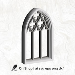 Gothic Window Layered SVG, 3D Church Window Vector DXF, Cathedral ...