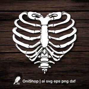 Skeleton Rib Heart Svg Bundle, 6 Options , Rib Cage Heart, Heart ...