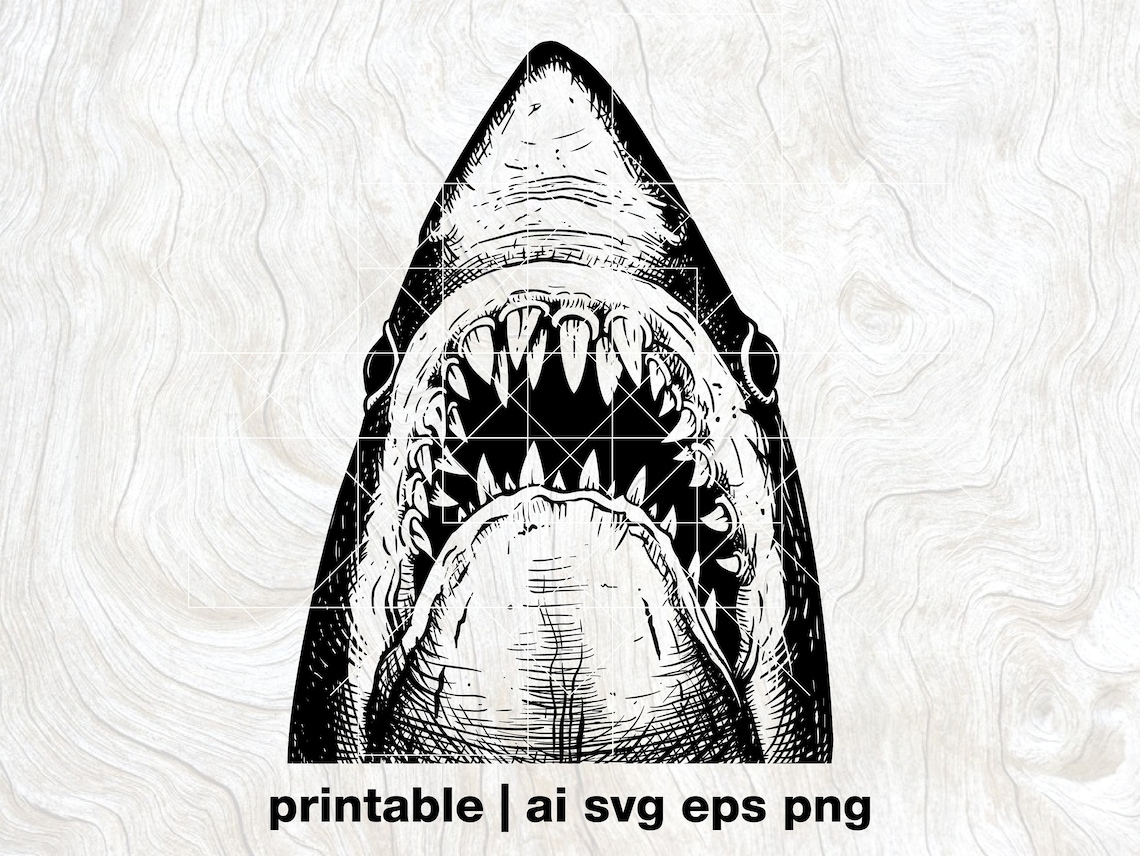 Shark SVG, Jaws Shirt Design Print, Shark Week, Ocean Surfing Clipart ...