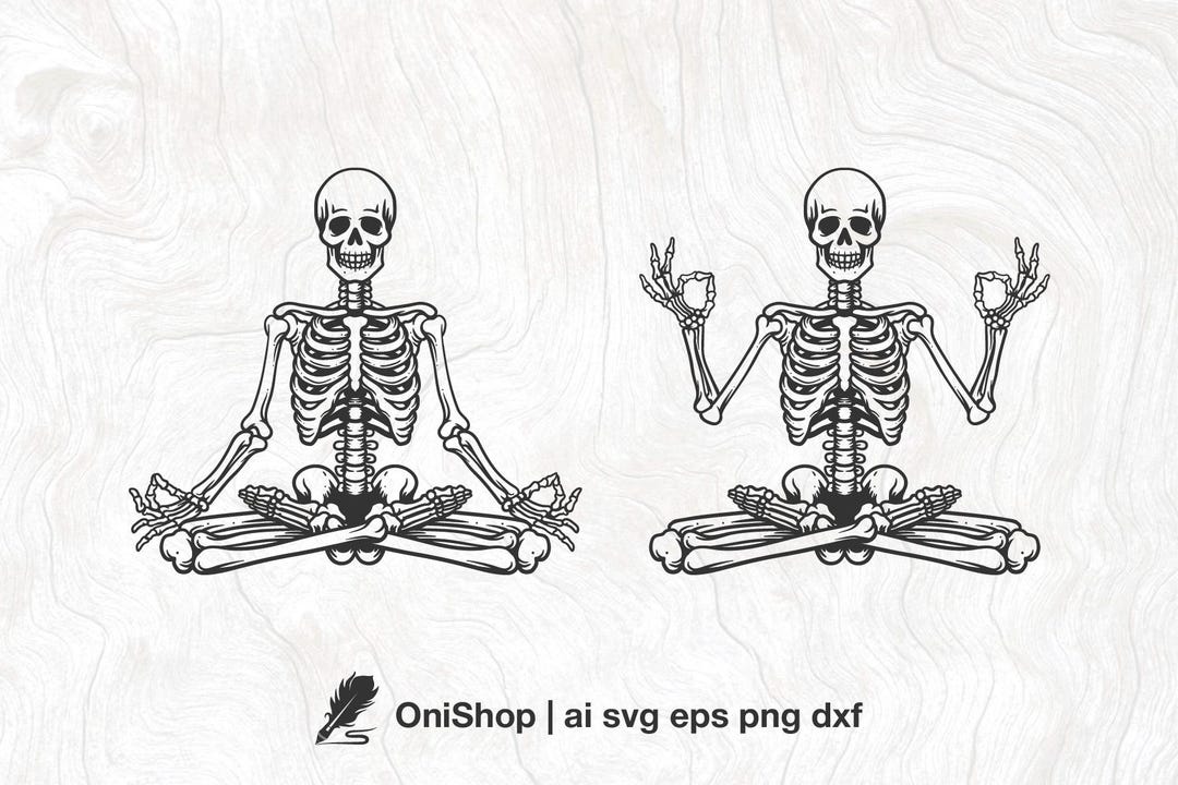 Skeleton Meditates Svg 4 Variation, Skeleton Doing Yoga Svg, Yoga ...