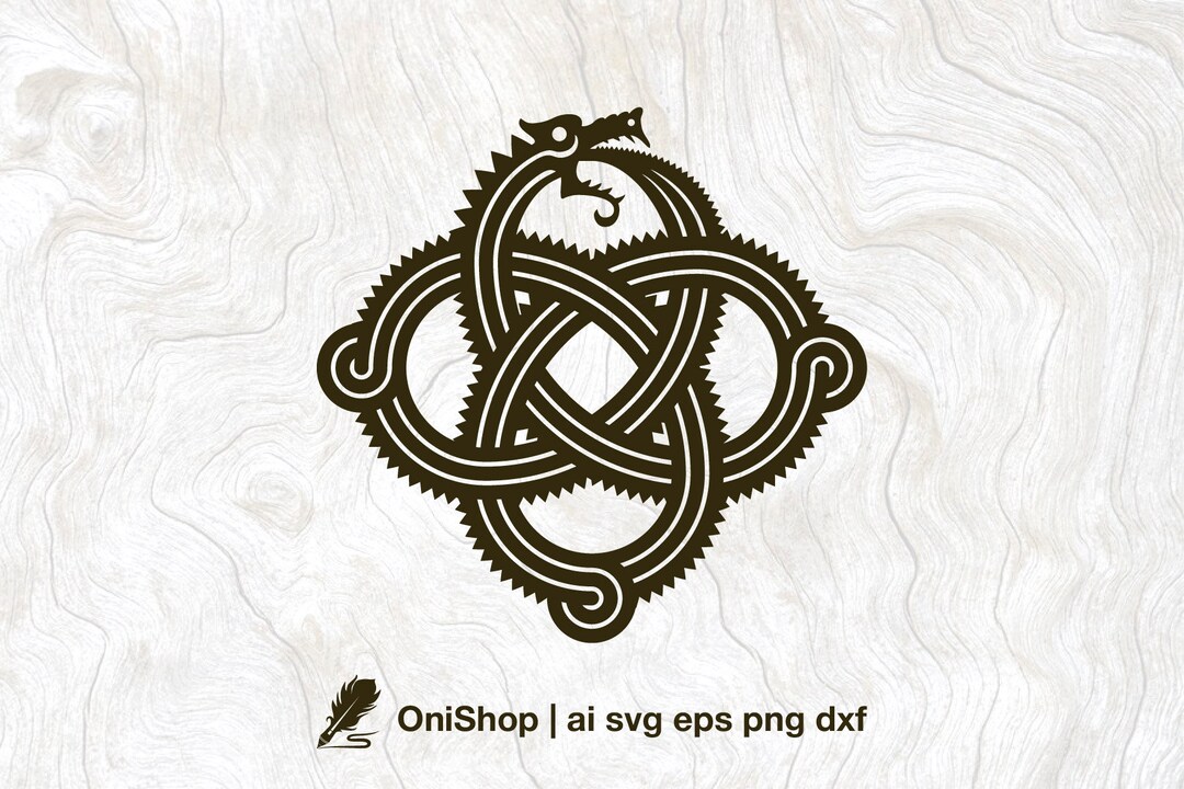 Ouroboros Knot Svg 4 Options, Jormungandr Celtic Dragon Cut-out Knot, Snake Svg Ai Eps Dxf Png ...