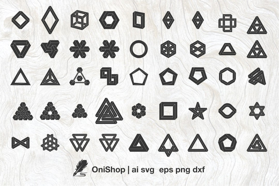 Impossible Geometry Objects Svg Bundle, 45 Impossible Shapes , Svg Ai ...