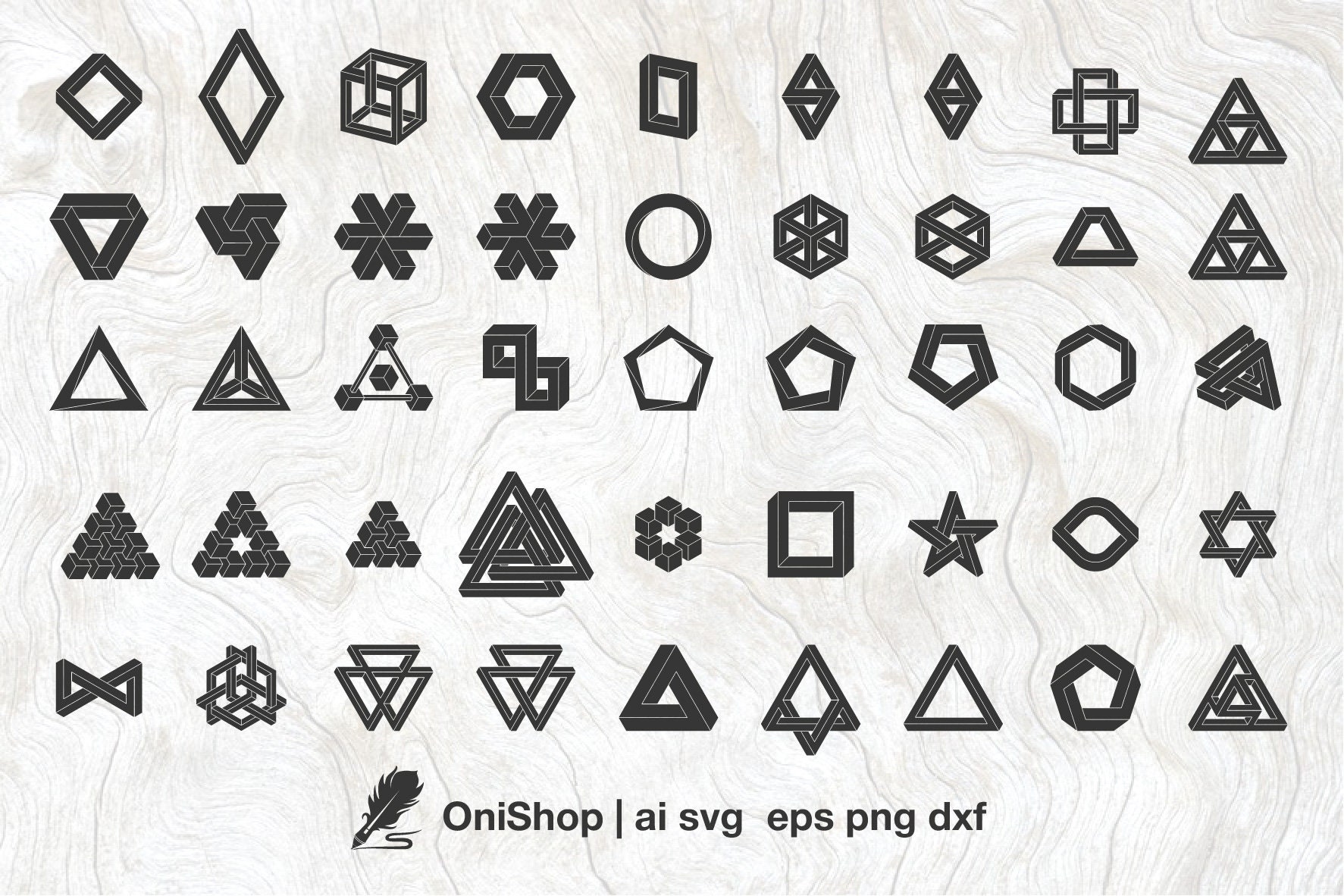 Impossible Geometry Objects Svg Bundle, 45 Impossible Shapes , Svg Ai ...