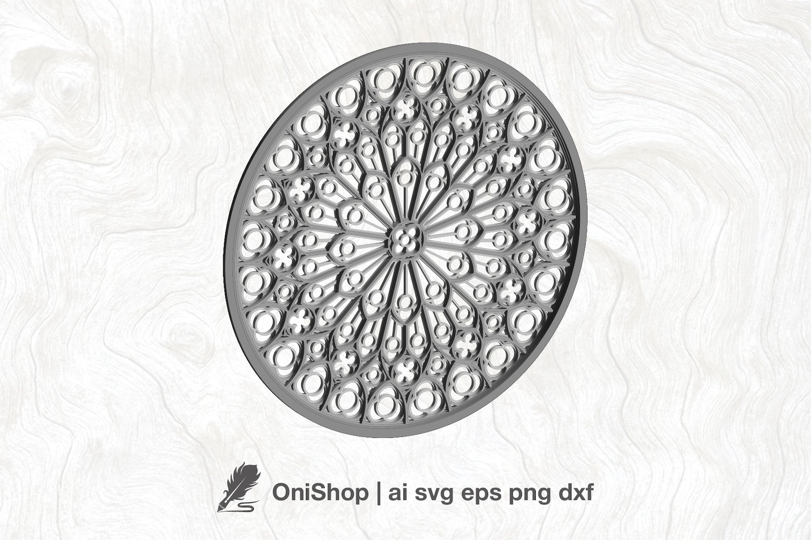 Gothic Rose Window, 5 Layer SVG, 3D Church Roze Window Vector DXF ...