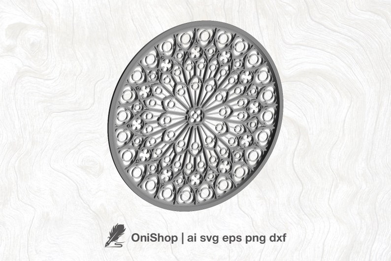 Gothic Rose Window, 5 Layer SVG, 3D Church Roze Window Vector DXF ...