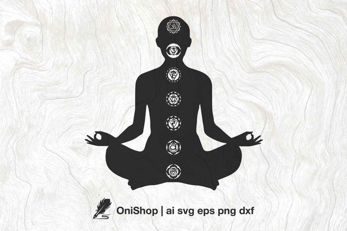 Chakras Meditation Silhouette Svg, Yoga Svg, Meditation Wall Decal ...