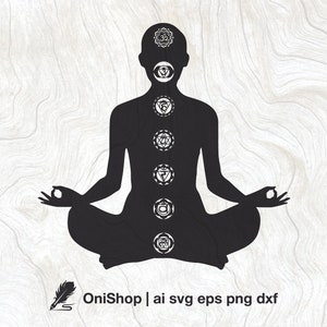Chakras Meditation Silhouette Svg, Yoga Svg, Meditation Wall Decal ...