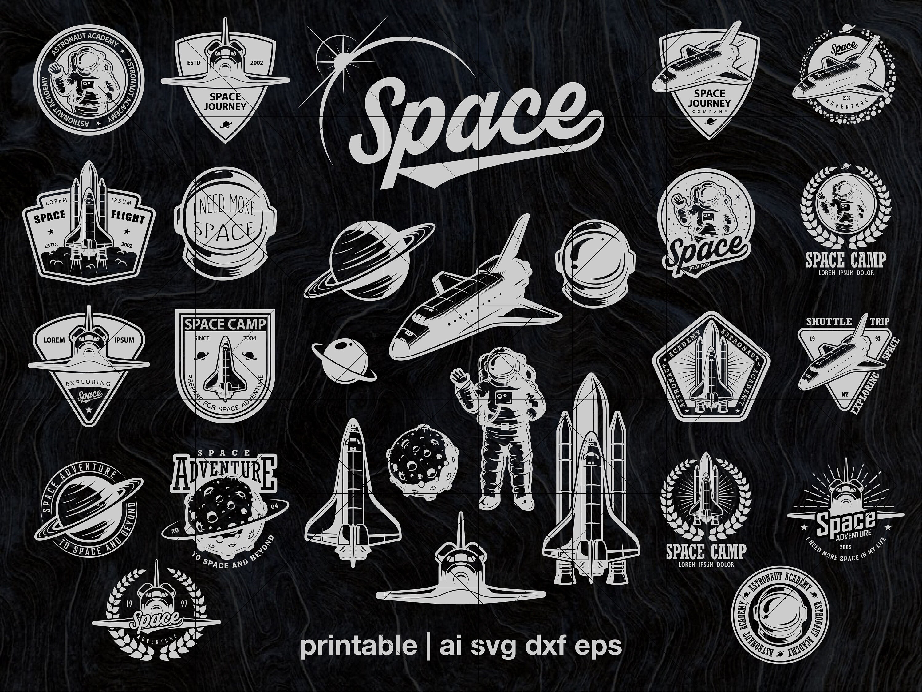 Space Astronaut Shuttle Svg Vector Labels Cliparts Available for Laser ...