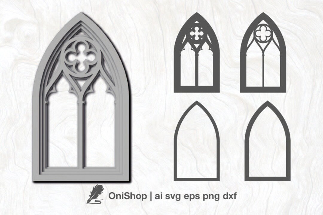 Gothic Window Layered SVG, 3D Church Window Vector DXF, Cathedral ...