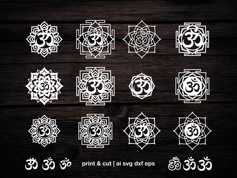 OM Svg, 18 Options of Vector OM, Vector Yoga Svg, OM Chakra, Om Cricut ...