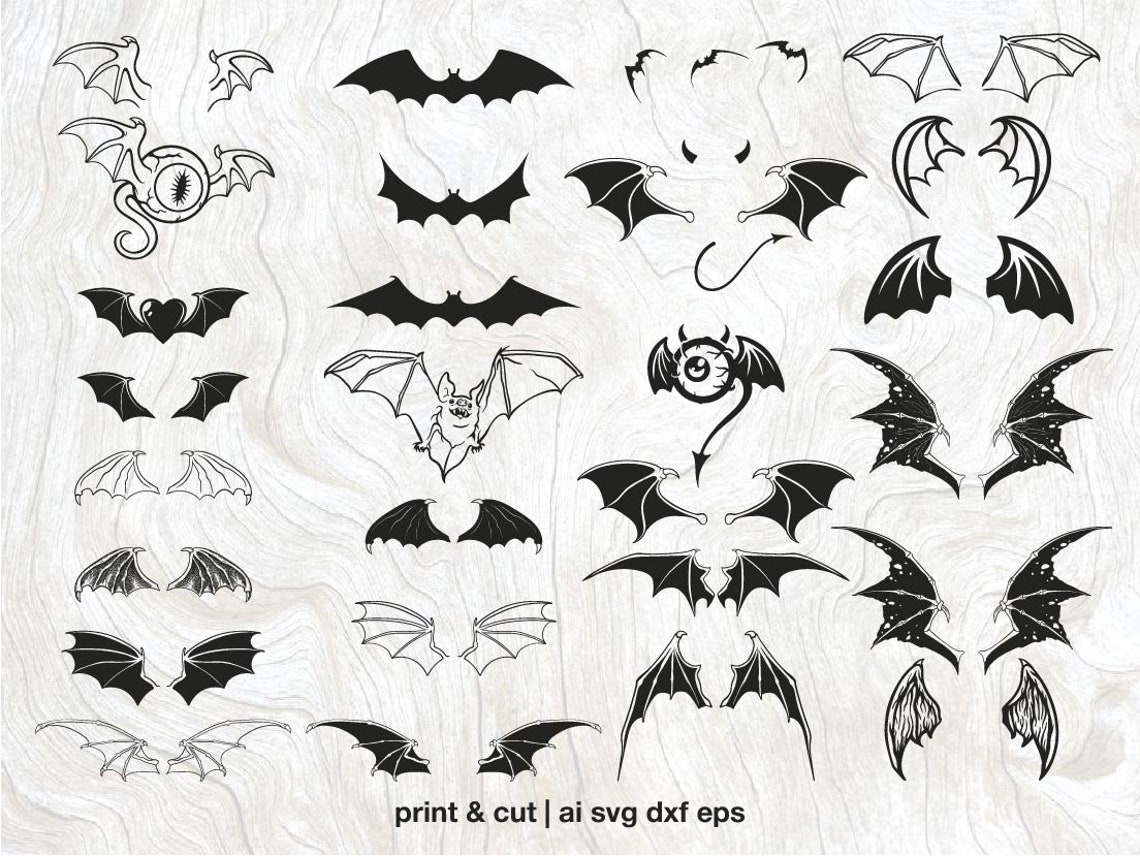 Bat Wings Vector Bundle Bat Wings Pack Bat Wings Svg Bat - Etsy
