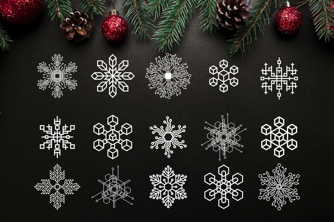 Snowflake Techno Stile Svg, Christmas Cyber Cut File, Winter Xmas ...
