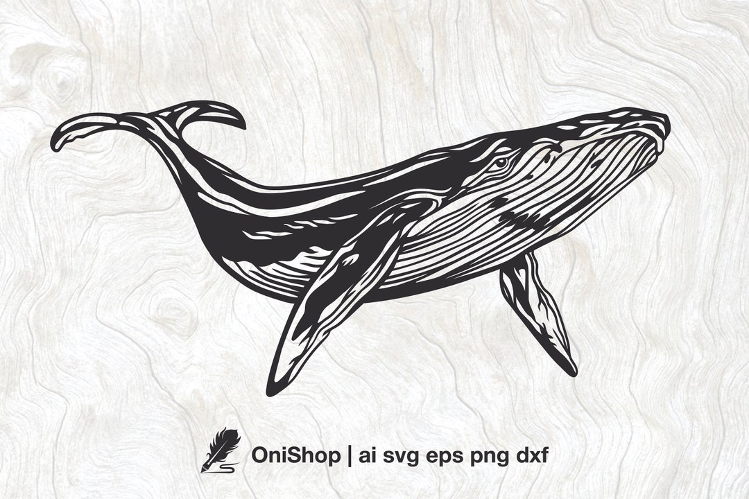 Ballena SVG, Vector ballena linocut stile clipart, Océano, Mar, Náutico ...