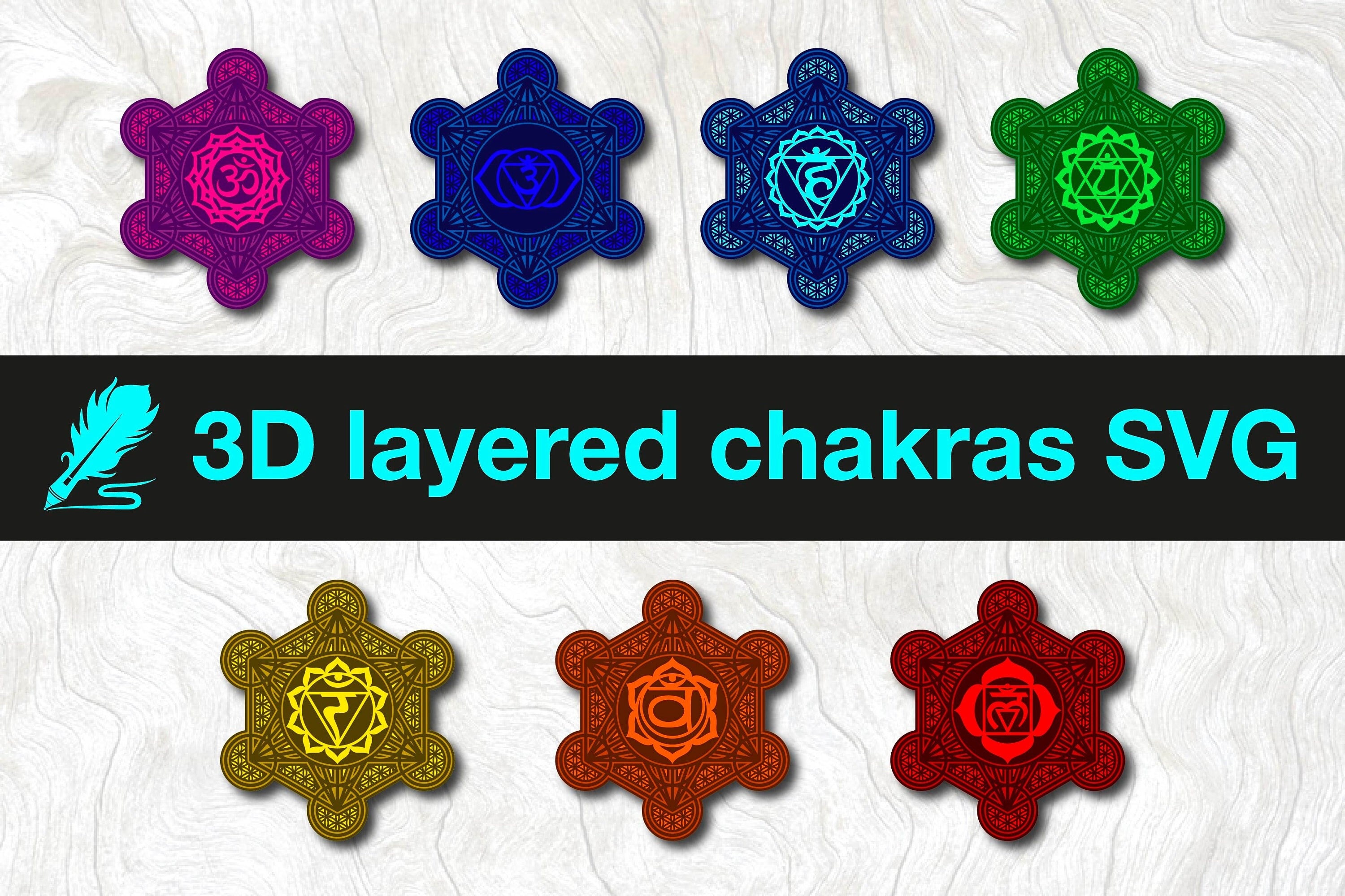Chakra Layered SVG, 3D Chakras Vector Merkaba Art Sacral Metatron ...
