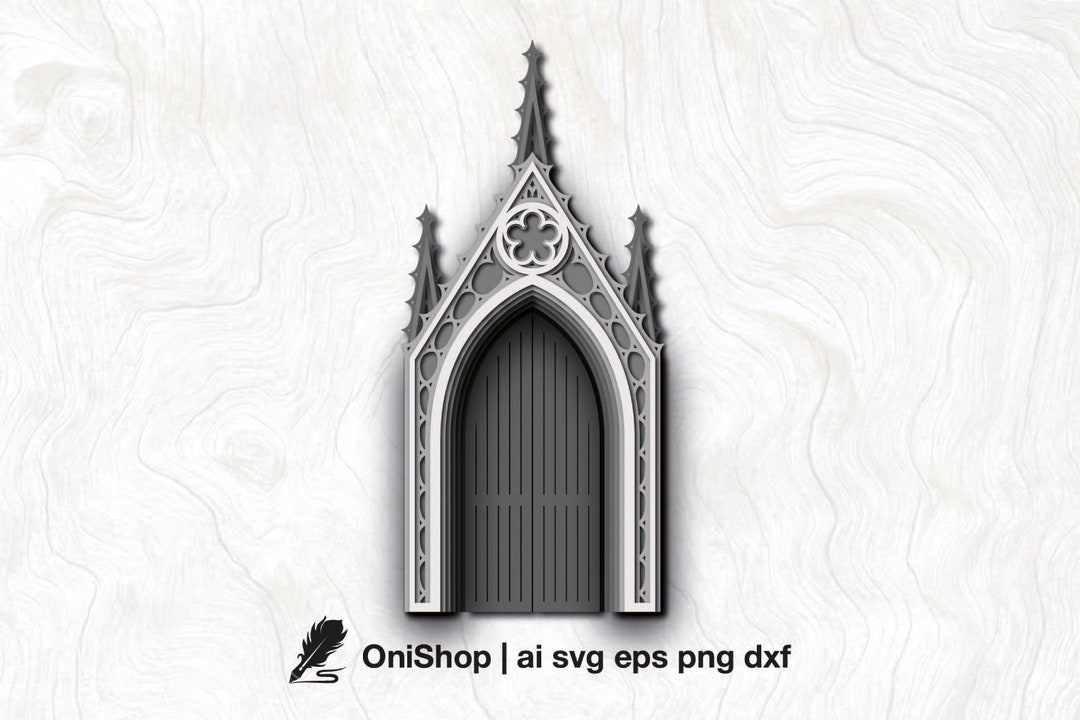 Gothic Door Layered SVG, 3D Church Door Vector DXF, Cathedral Door, Svg ...