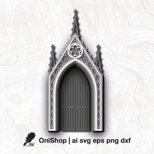 Gothic Door Layered SVG, 3D Church Door Vector DXF, Cathedral Door, Svg ...