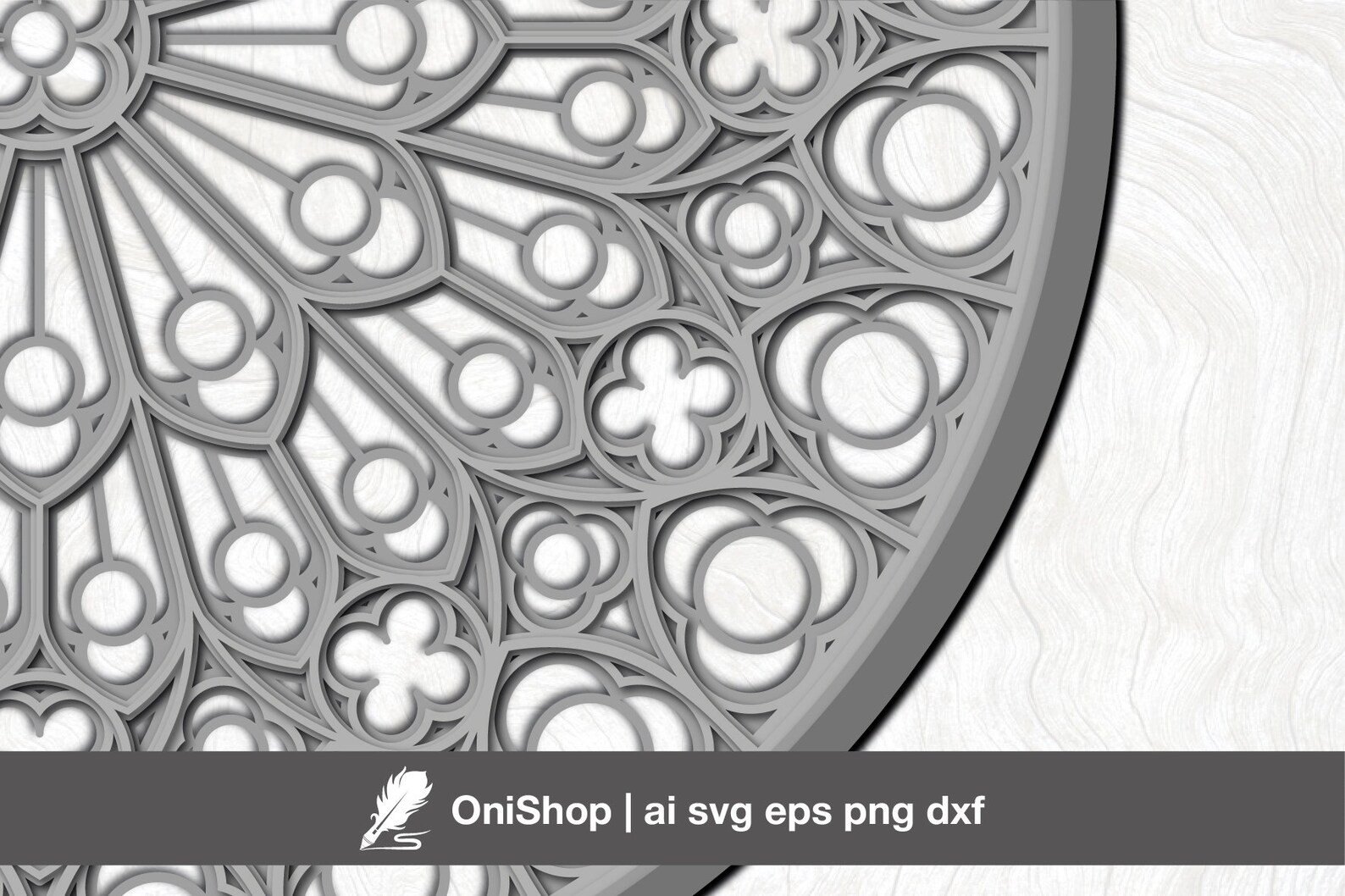 Gothic Rose Window, 5 Layer SVG, 3D Church Roze Window Vector DXF ...