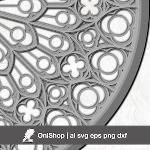 Gothic Rose Window, 5 Layer SVG, 3D Church Roze Window Vector DXF ...