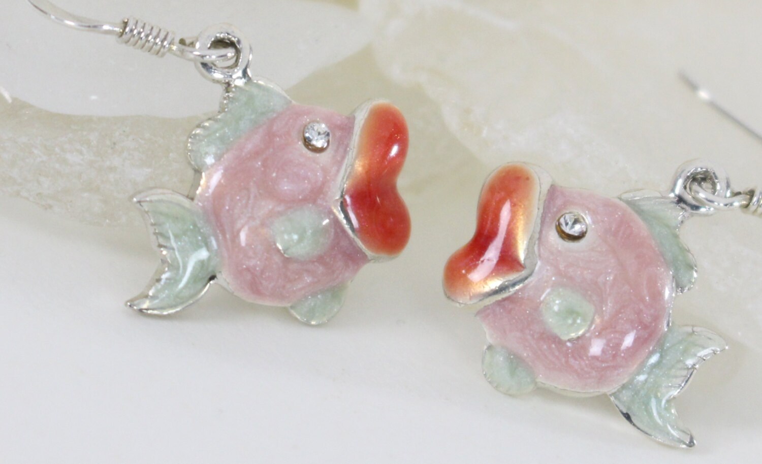 Sterling Silver Fish Big Red Lips Kiss Fish Tropical Dangle Drop ...