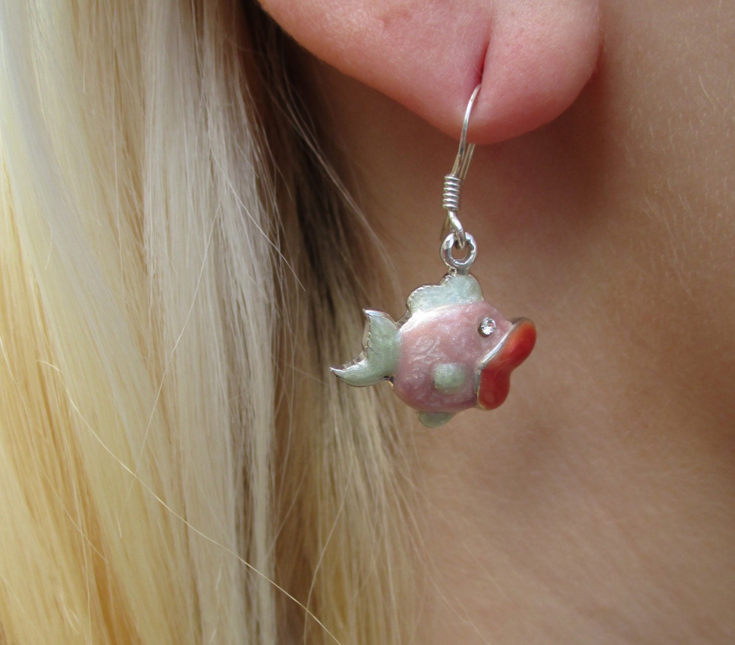 Sterling Silver Fish Big Red Lips Kiss Fish Tropical Dangle - Etsy