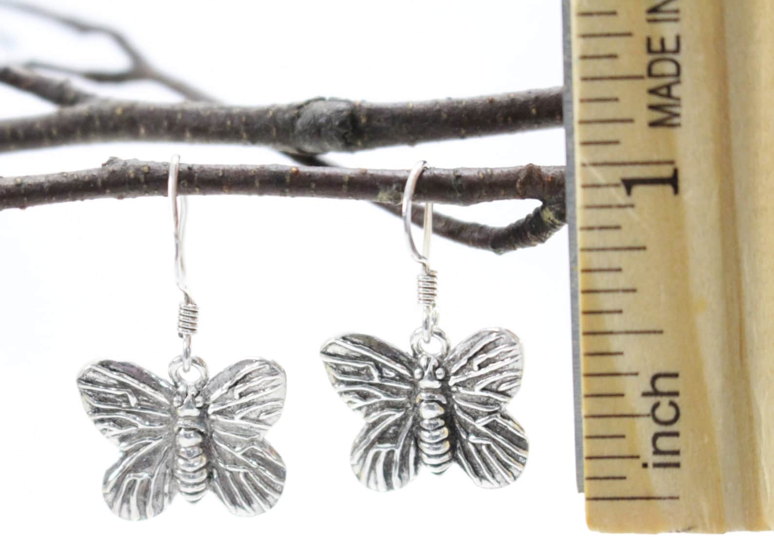 Monarch Butterfly Stamped Sterling Silver Earrings. Dangle, Drop ...