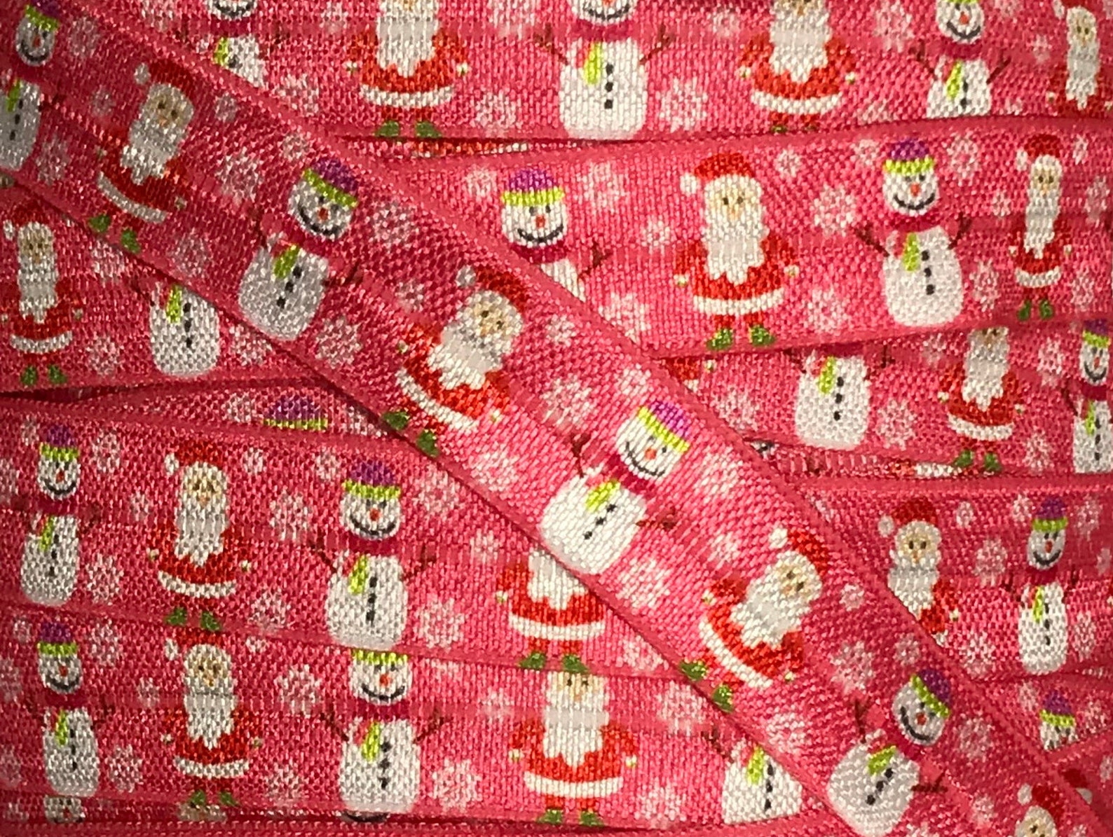 Printed Fold Over Elastic, Christmas Elastic for Headbands and FOE Hair ...