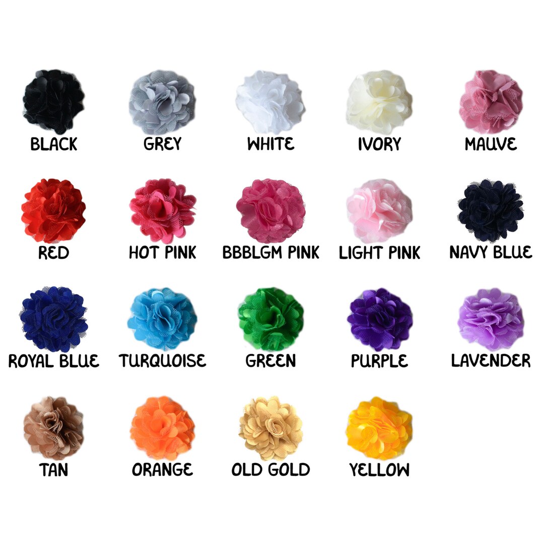 2" Satin Puff Flower, Bulk Flower Heads for Baby Girl Headbands, 19 ...