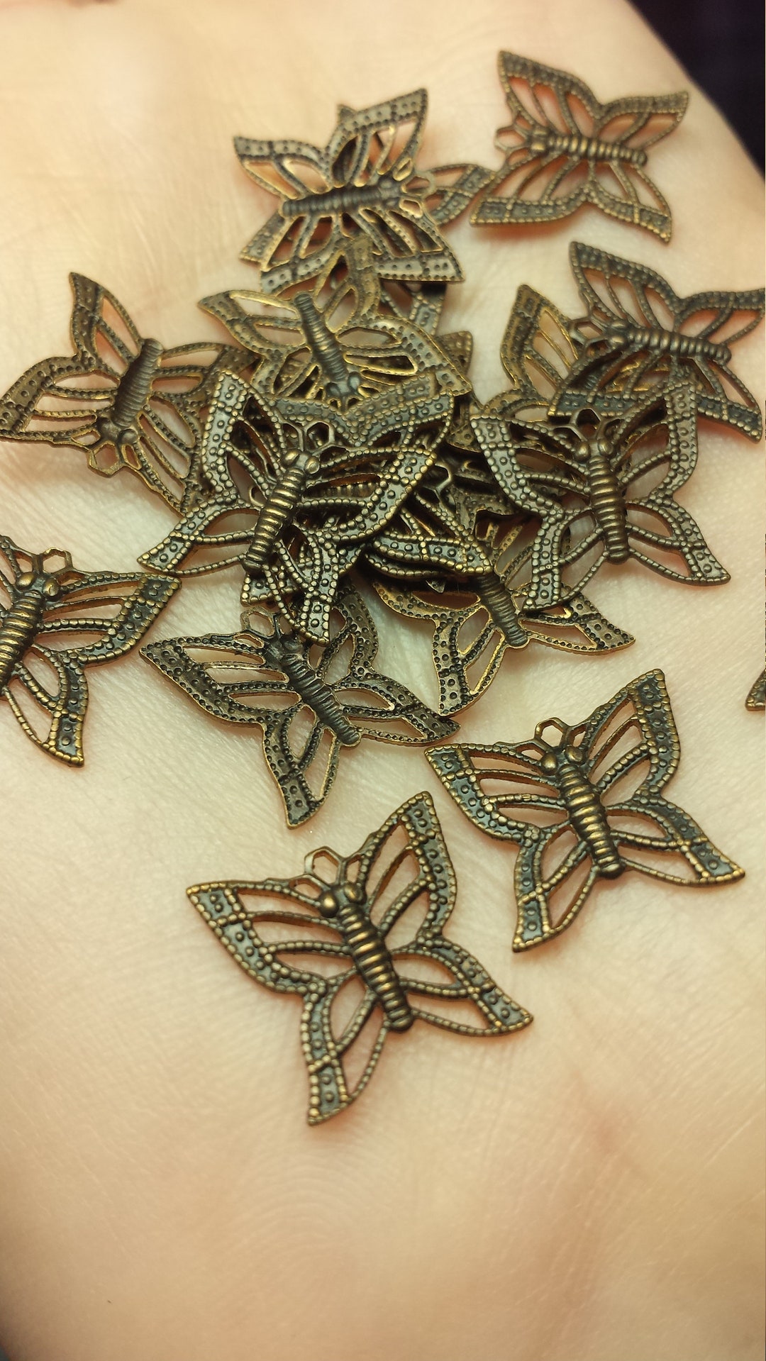 Natural Brass DP140 14mm X 13mm Filigree Wrap Butterfly Charm *1 Piece ...