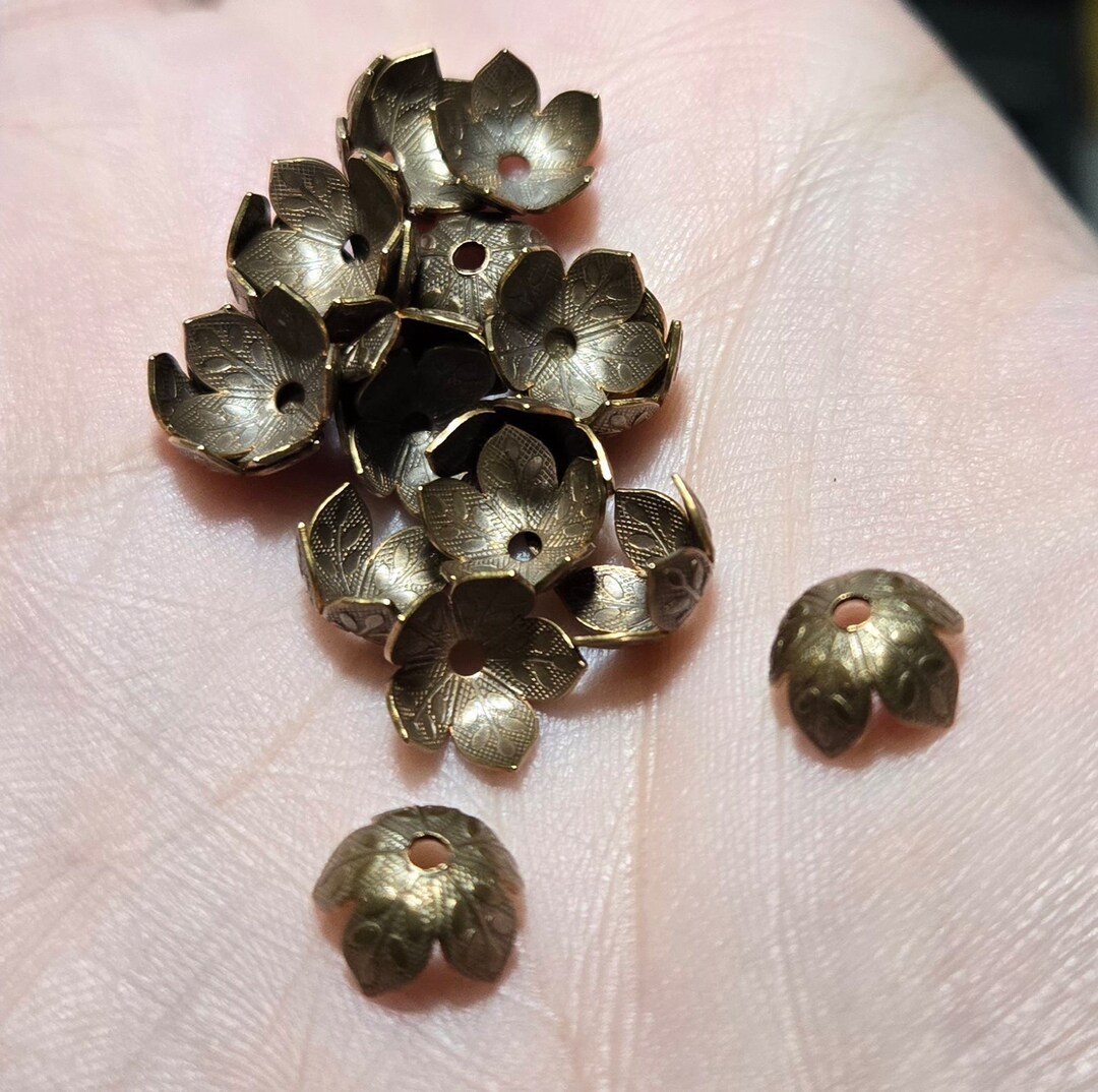 Natural Brass BC160 8mm Leaf Bead Cap *6 Pieces* - Etsy