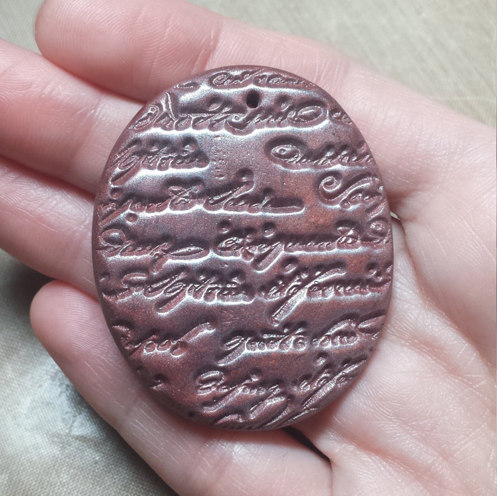 Carved Stone Cursive Writing Polymer Clay Bronze Metallic - Etsy