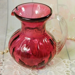 Little Pink Pitcher Small Pink Glass Pitcher Little Blown | Etsy