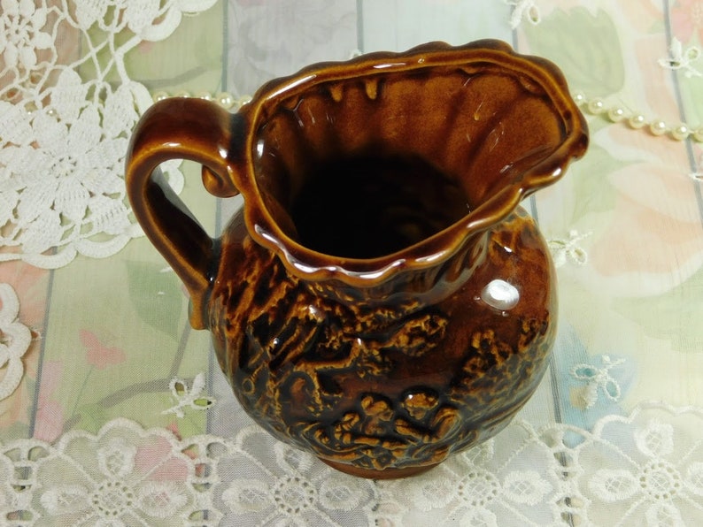Large Ceramic Creamer Pitcher in Brown Chocolate Brown | Etsy